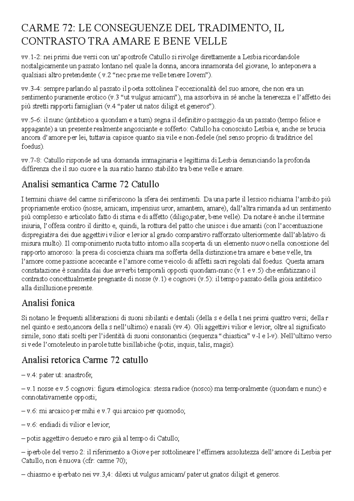 Carme 72 - .................. - CARME 72: LE CONSEGUENZE DEL TRADIMENTO, IL CONTRASTO TRA AMARE ...