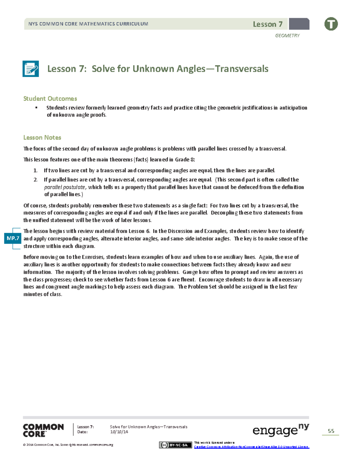 Geometry m1 topic b lesson 7 teacher - GEOMETRY Lesson 7: Solve for ...