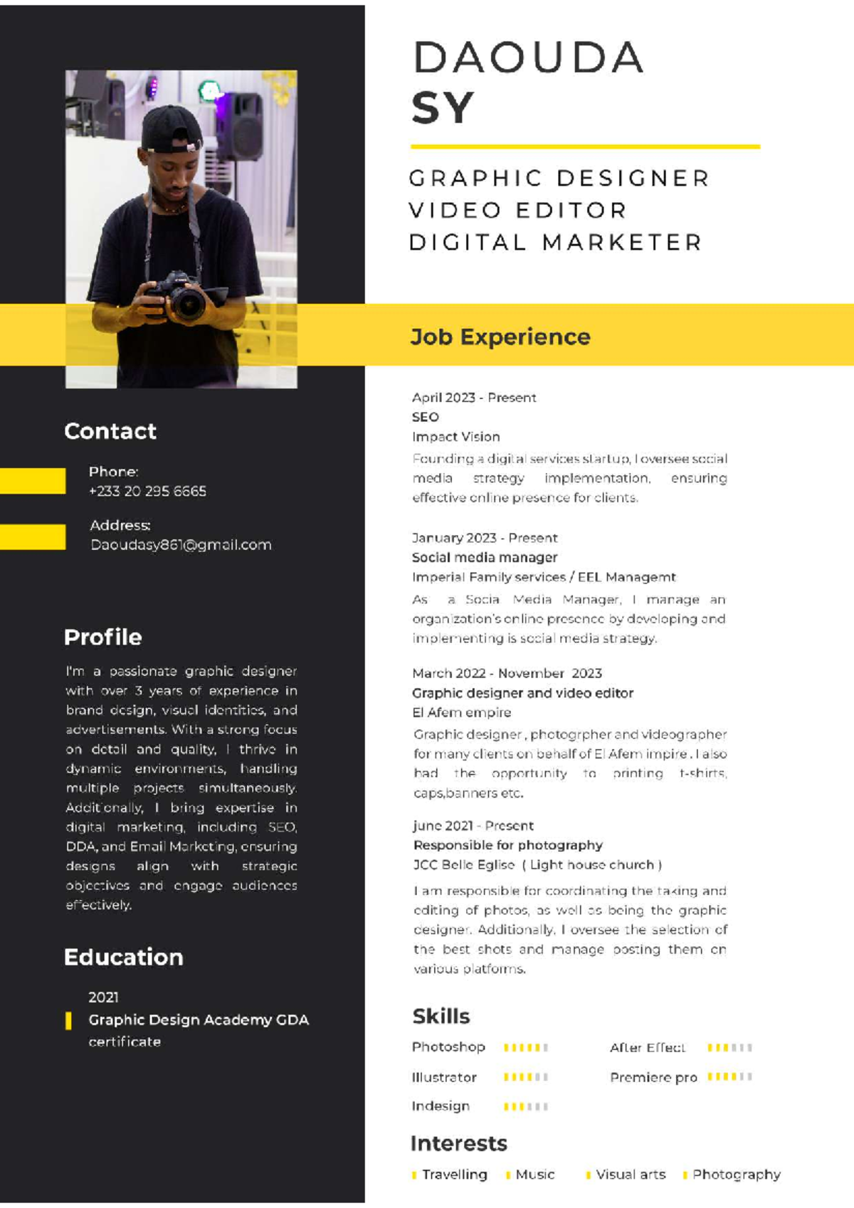 Daouda SY CV - Computer Science - Studocu