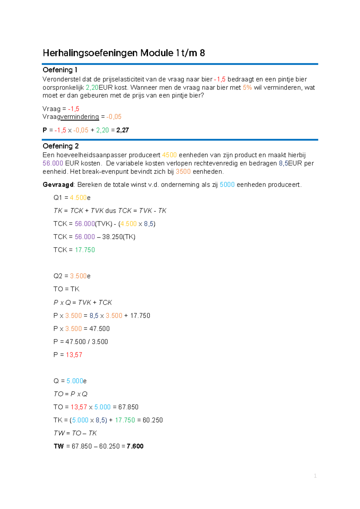 Herhalingsoefeningen module 1 tem 8 - Warning: TT: undefined function: 32 Herhalingsoefeningen ...