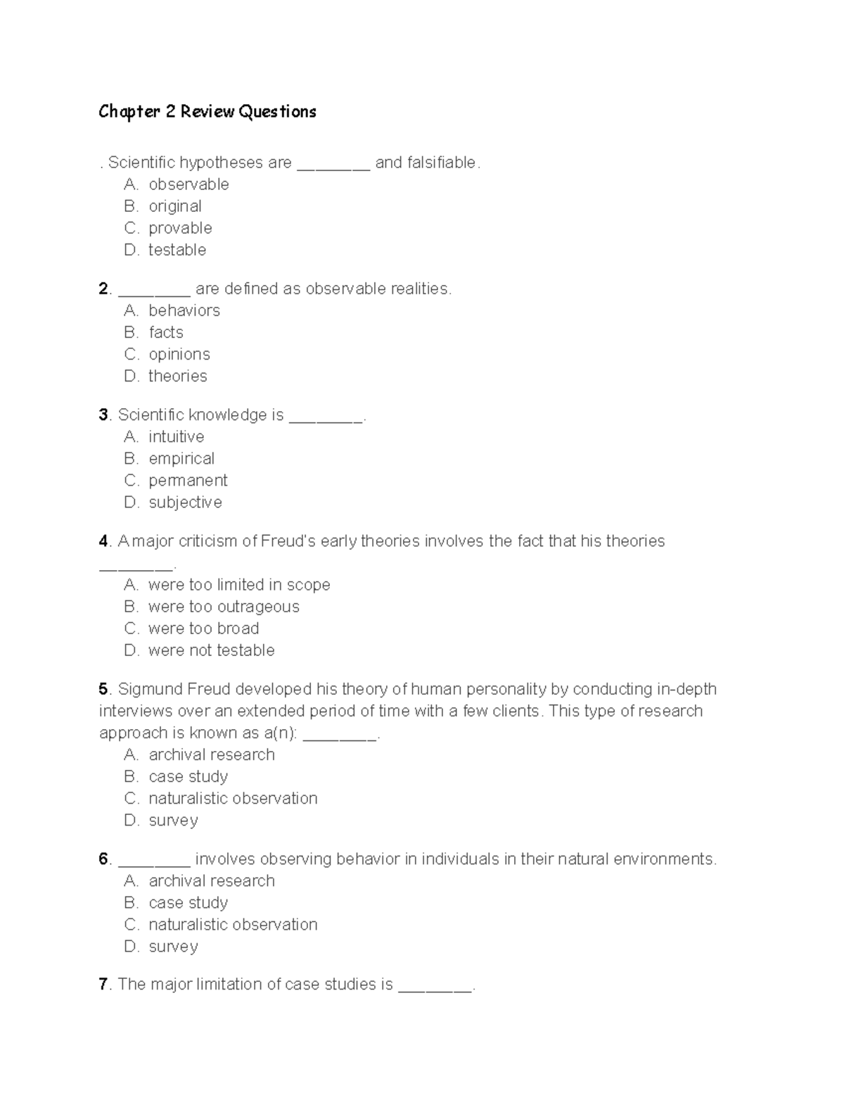 Chapter 2 Review Questions - Chapter 2 Review Questions . Scientific hypotheses are ________ and ...
