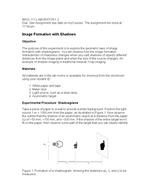 Lab 8 2019 - Image Processing - IMGS111 LABORATORY Digital Image Processing Objective: The ...