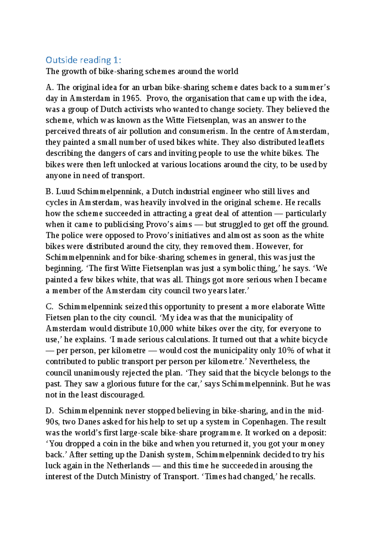 Outside-reading - outside - reading - Outside reading 1: The growth of ...