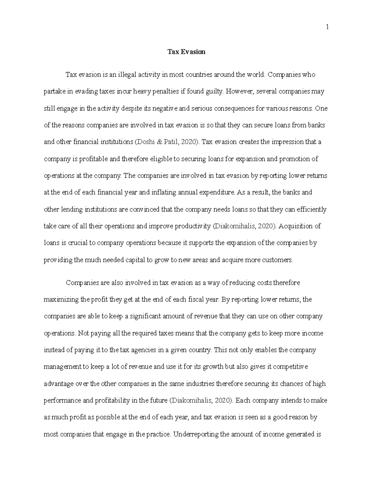 Tax Evasion - research paper - 1 Tax Evasion Tax evasion is an illegal ...