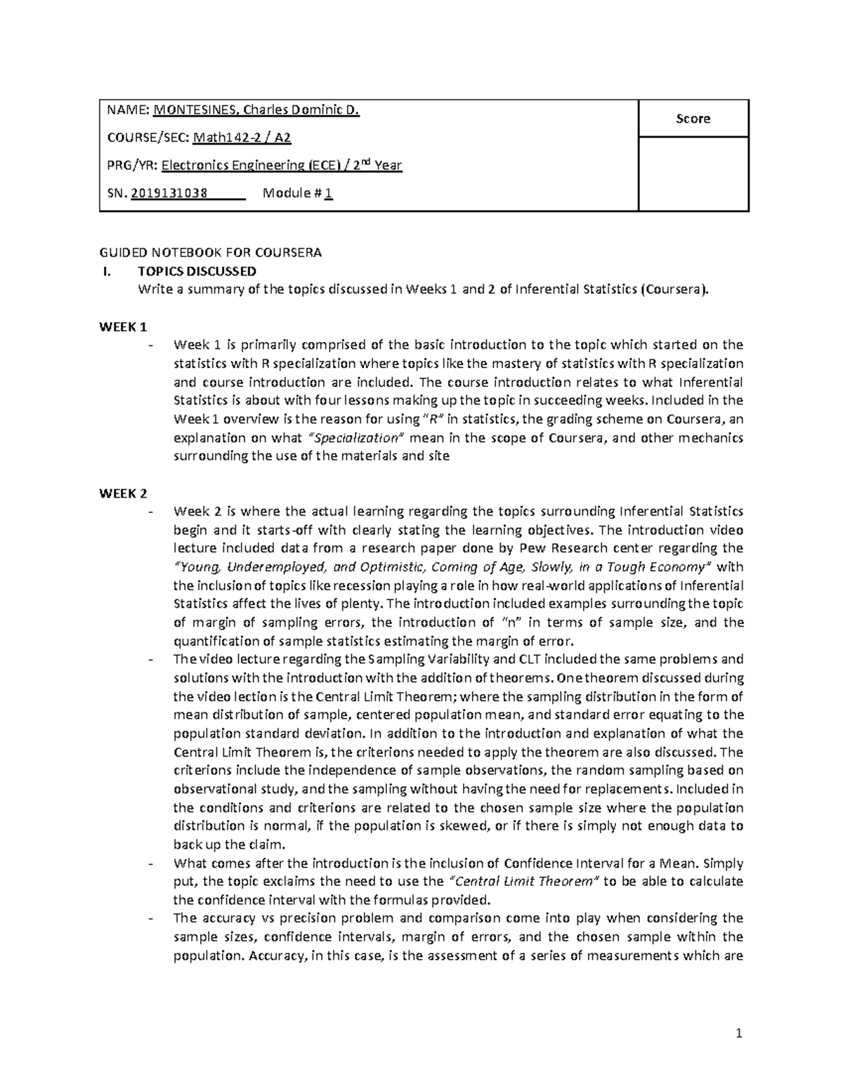 Guided Notebook Template MATH142 (Wks 1-2 - 1 NAME: MONTESINES, Charles ...