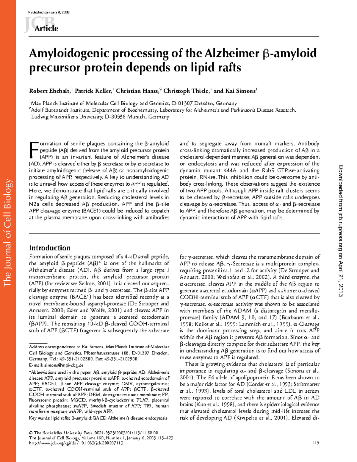 113 - disease paper special topic - The Journal of Cell Biology The ...