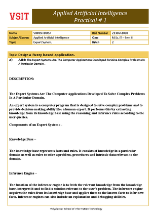AAI Worksheet - Practical 4 - Applied Artificial Intelligence Practical ...