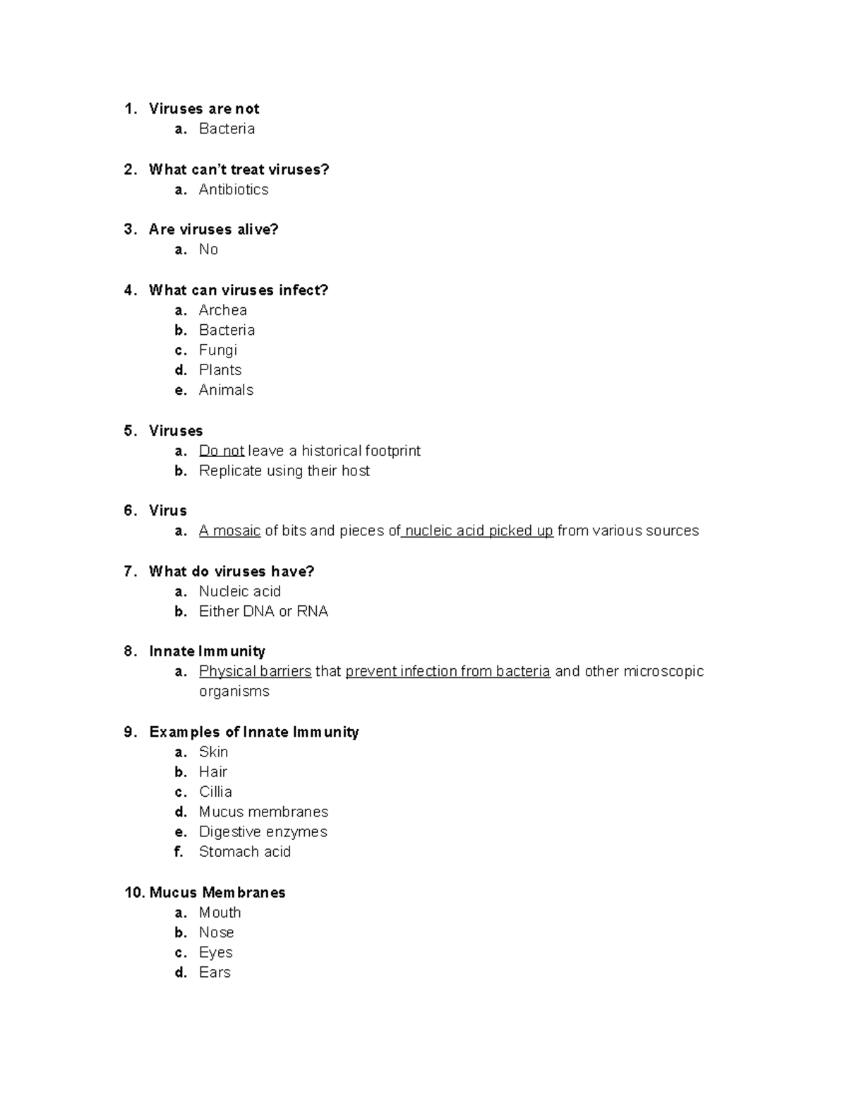 BIO Test 3 Study Guide - Viruses are not a. Bacteria What can’t treat ...