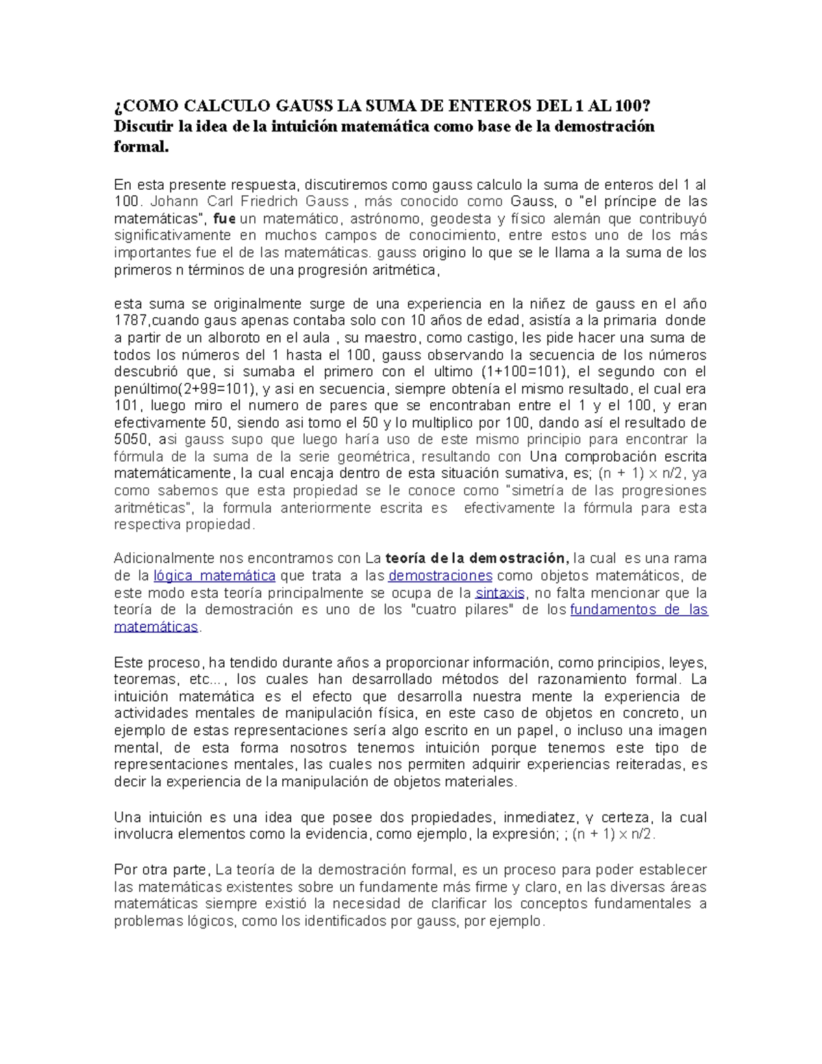 ¿COMO Calculo Gauss LA SUMA DE Enteros DEL 1 AL 100 - ¿COMO CALCULO ...