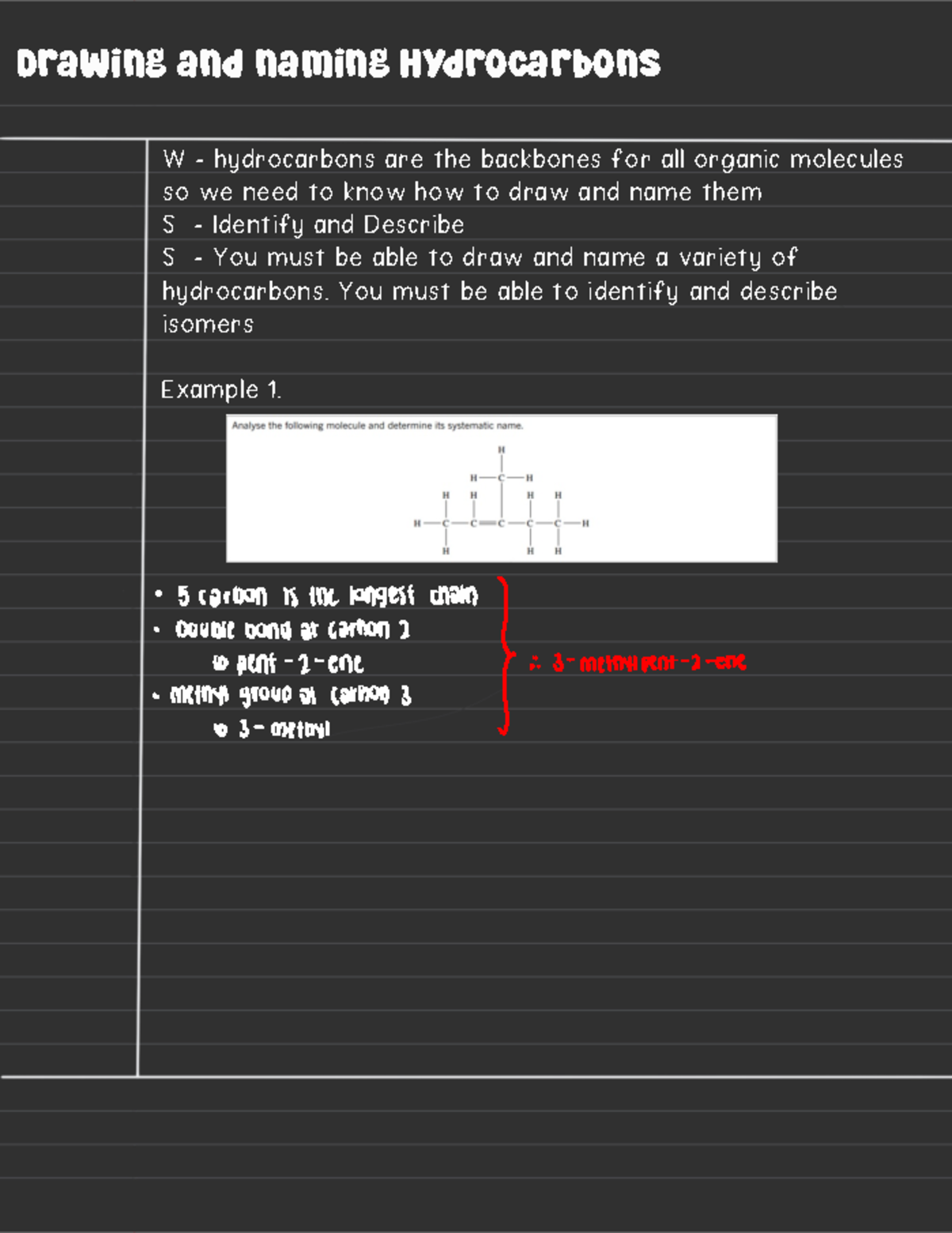 3. Drawing and naming Hydrocarbons - You must be able to identify and ...