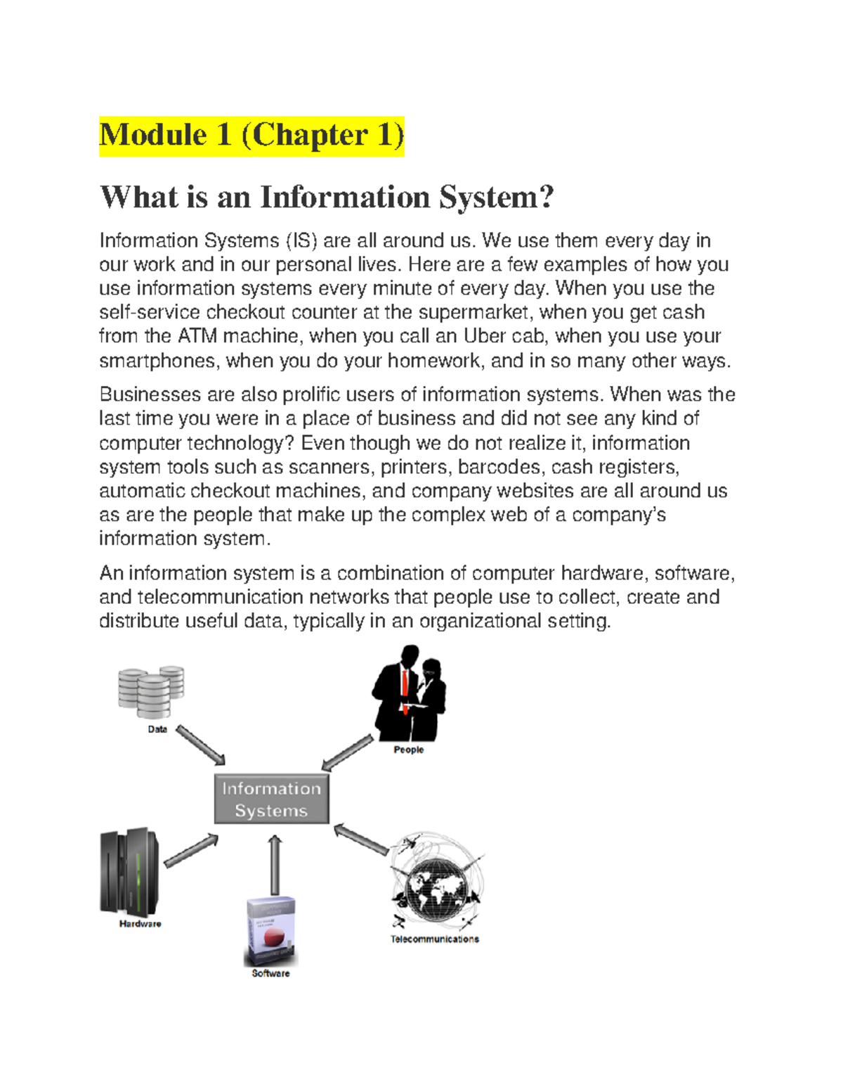 CITM 102 Module Notes (1-7) - Module 1 (Chapter 1) What is an ...