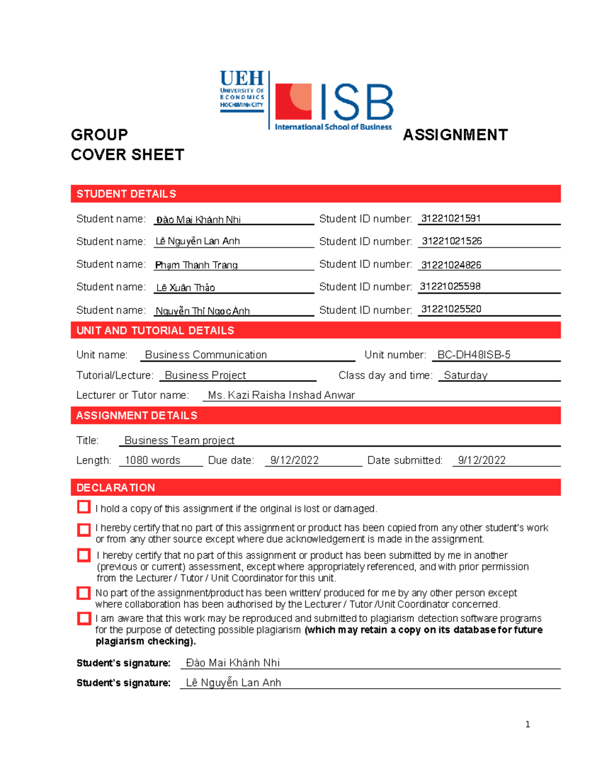 A3 Report Team4 BC5 - pmk - GROUP ASSIGNMENT COVER SHEET STUDENT ...