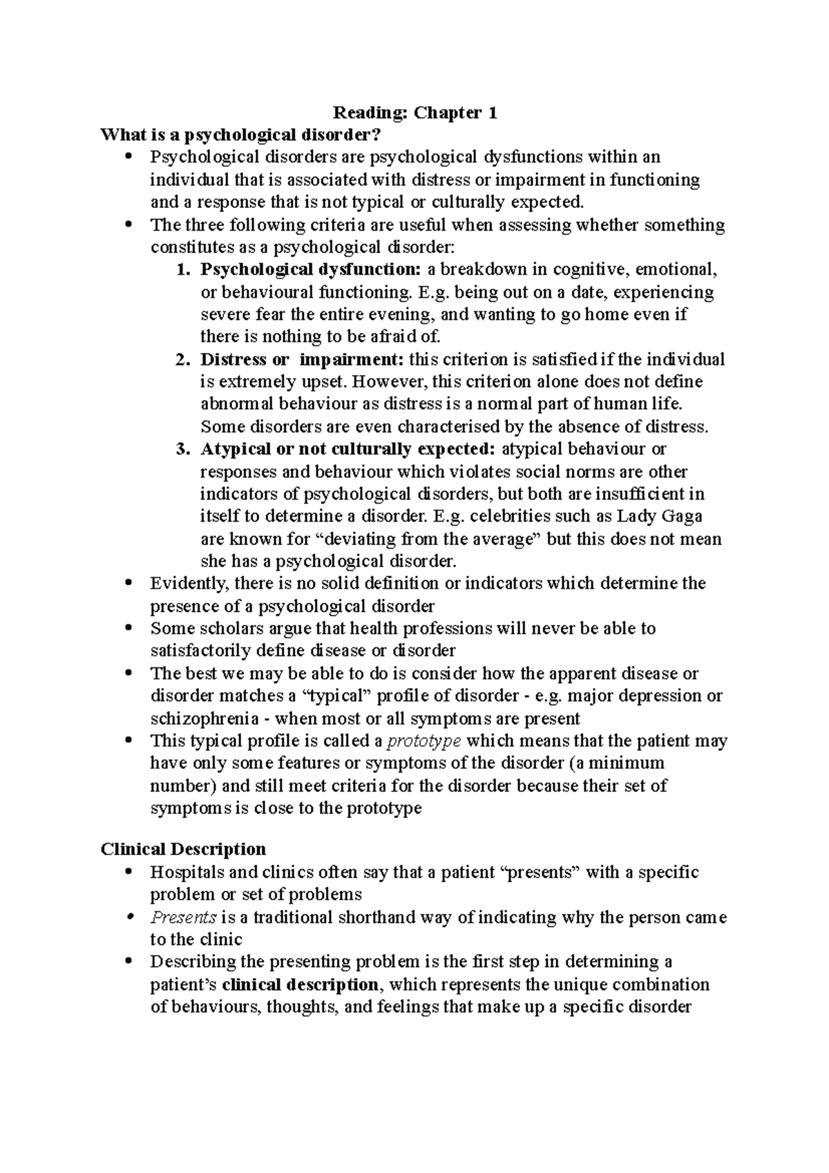 PSYU3337 Chapter 1 notes - Reading: Chapter 1 What is a psychological ...