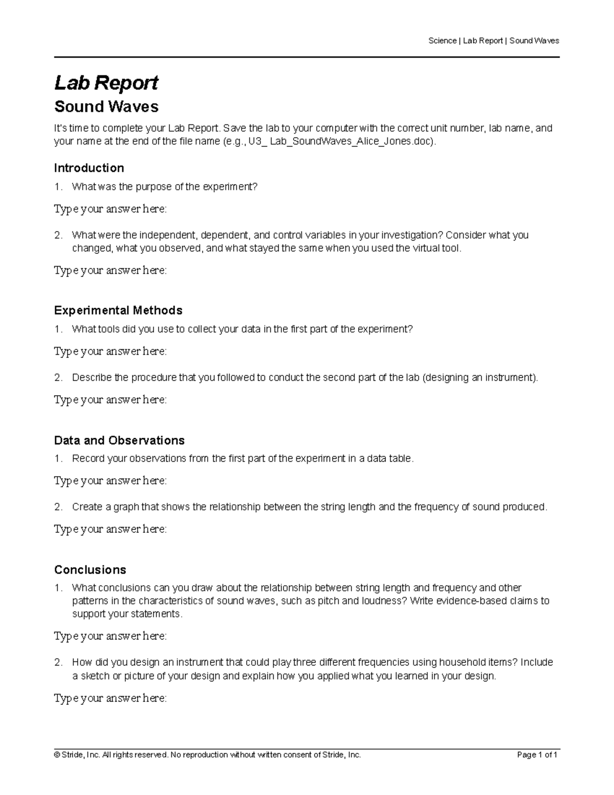 9213afd5948447 d329dc957e523d08cc - Science | Lab Report | Sound Waves ...