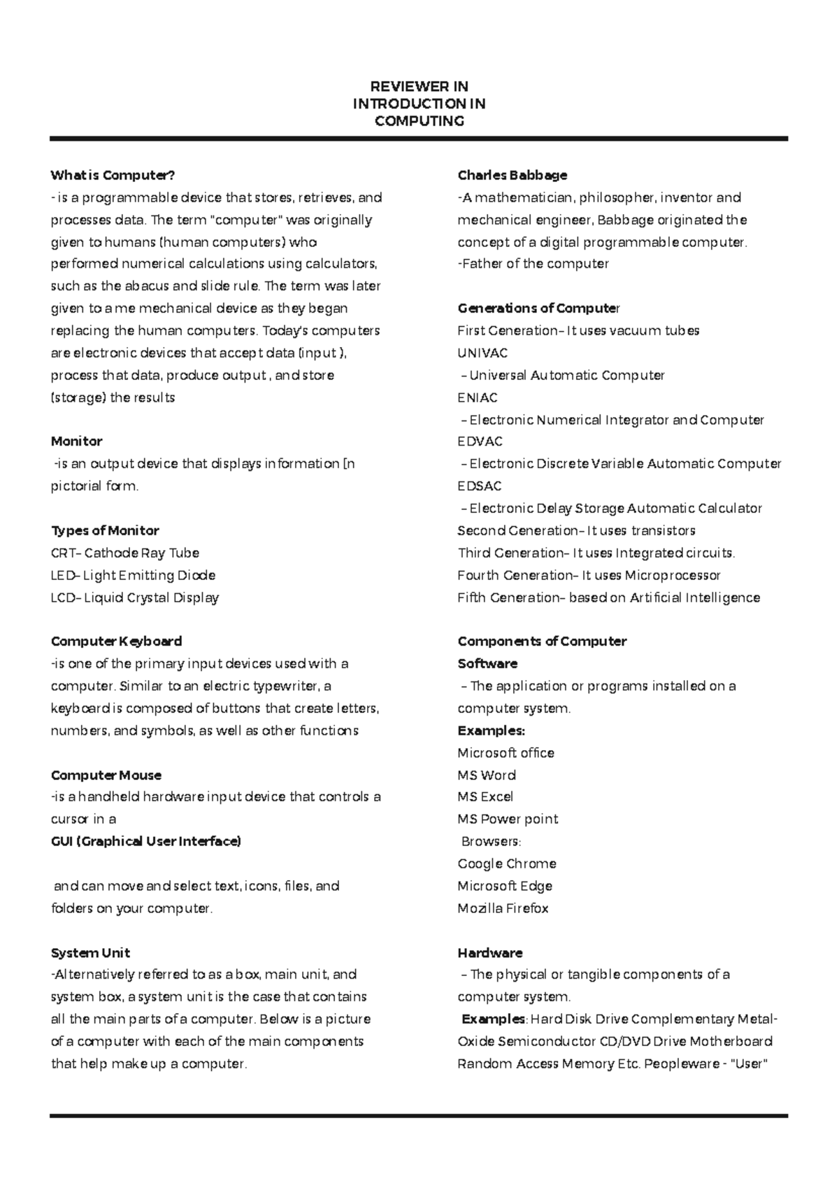 introduction t programming - What is Computer? - is a programmable ...