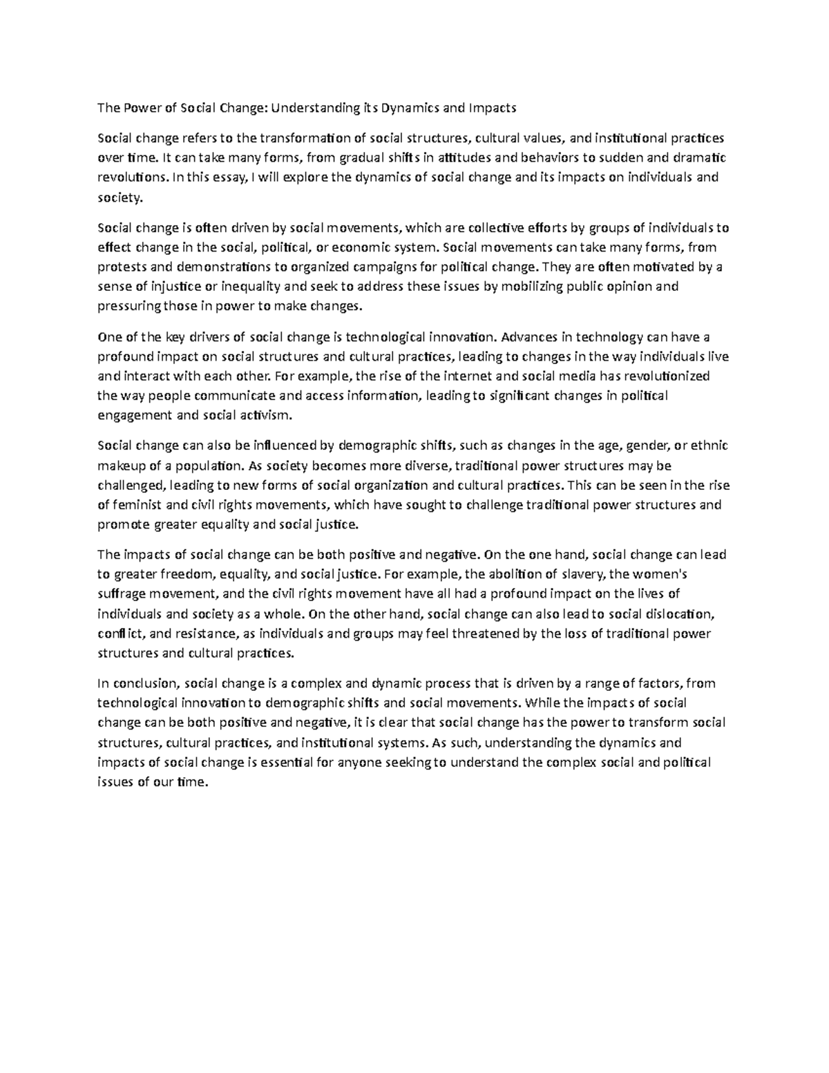 The Power of Social Change - It can take many forms, from gradual ...