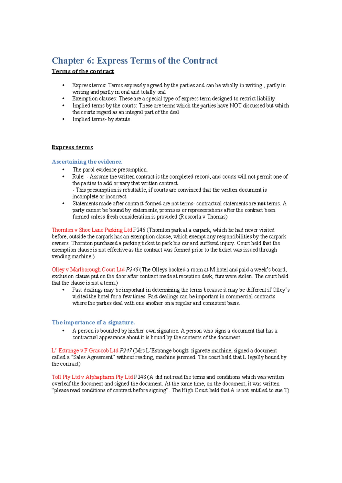 Chapter 6 Express Terms - Chapter 6: Express Terms of the Contract ...