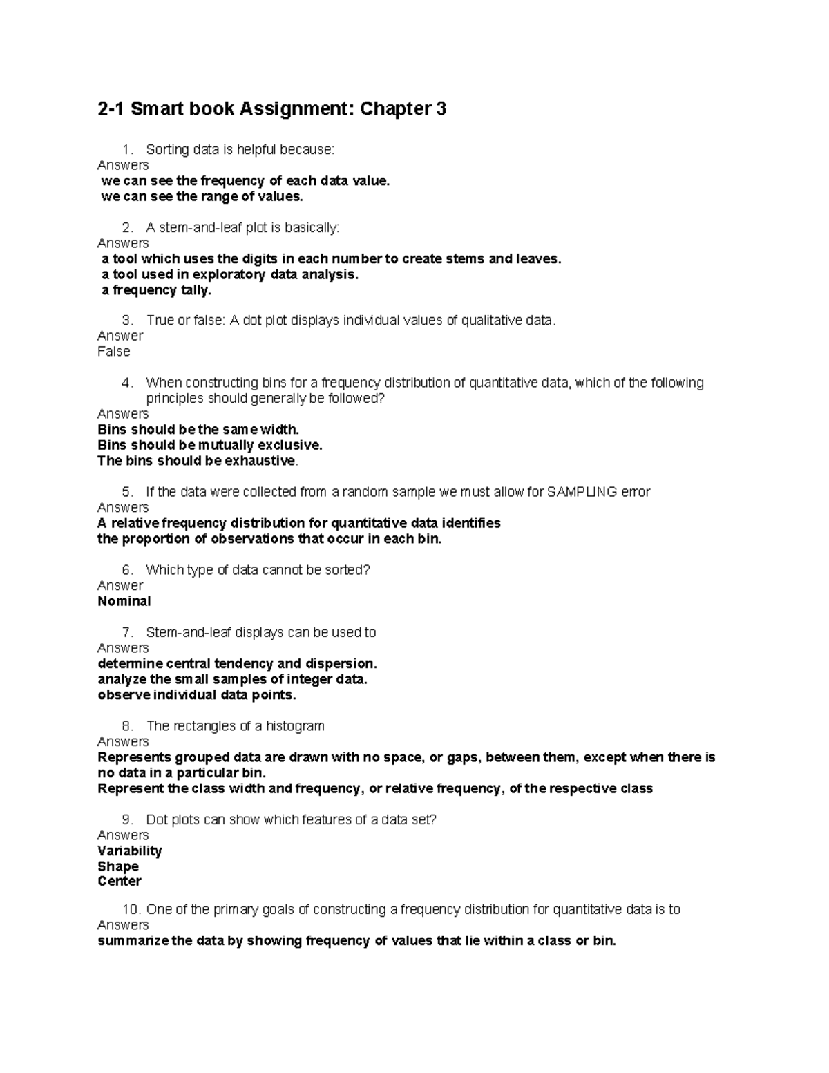 2-1 smart Assign Chapter 3 - 2-1 Smart book Assignment: Chapter 3 ...