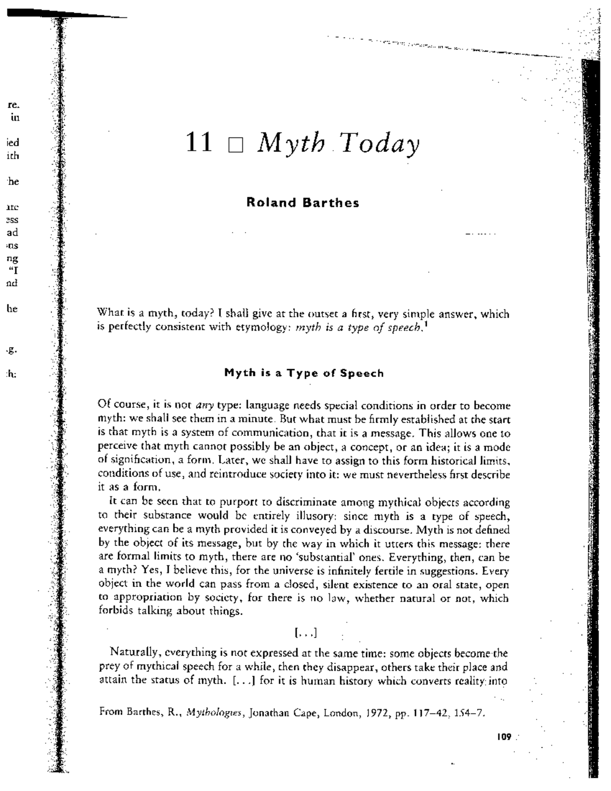 Barthes 1998 Myth Today - PP111 - Studocu