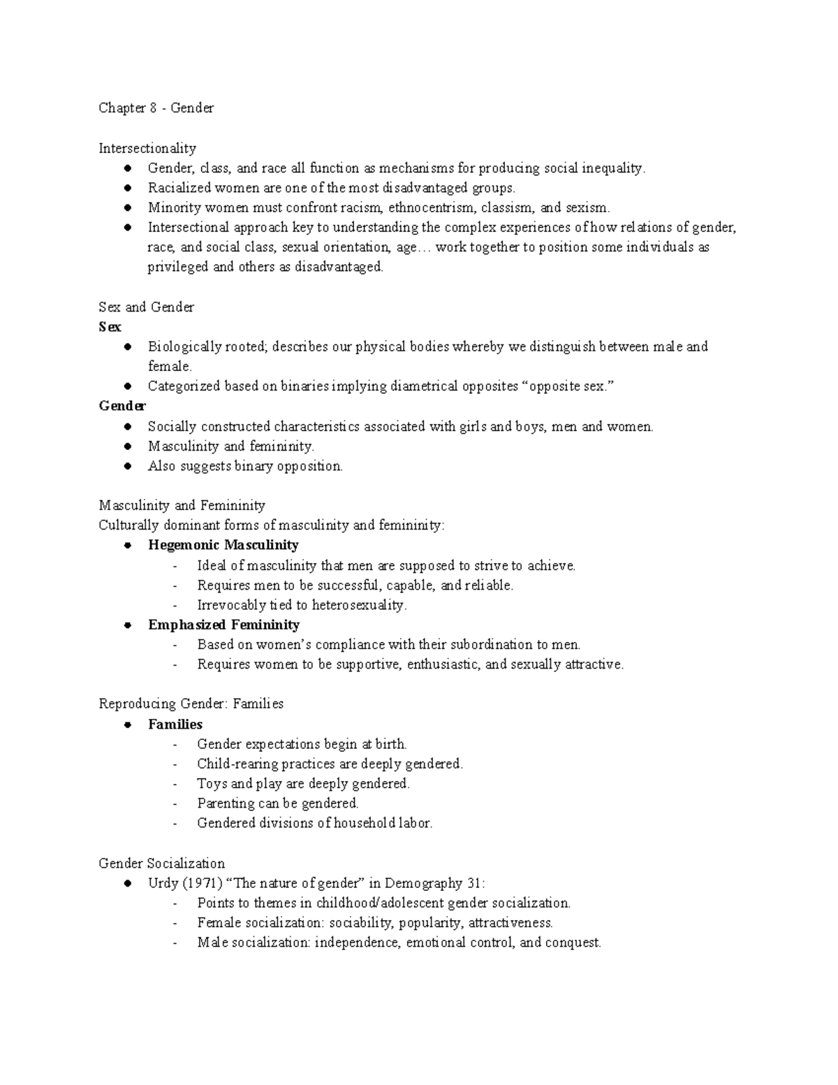 Chapter 8 - Gender - notes - Chapter 8 - Gender Intersectionality ...