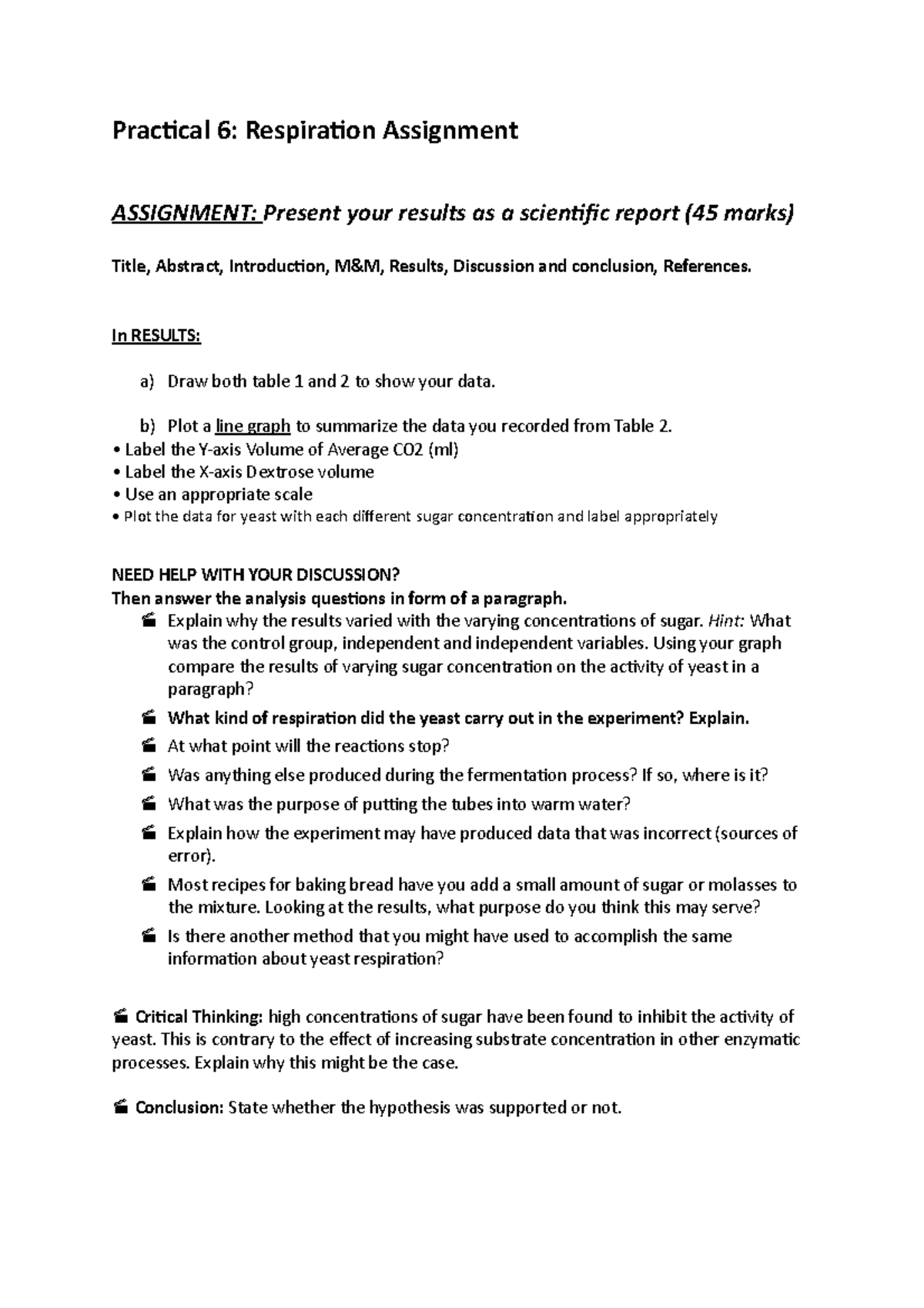 Practical 6 - Respiration Assignment - Practical 6: Respiration ...
