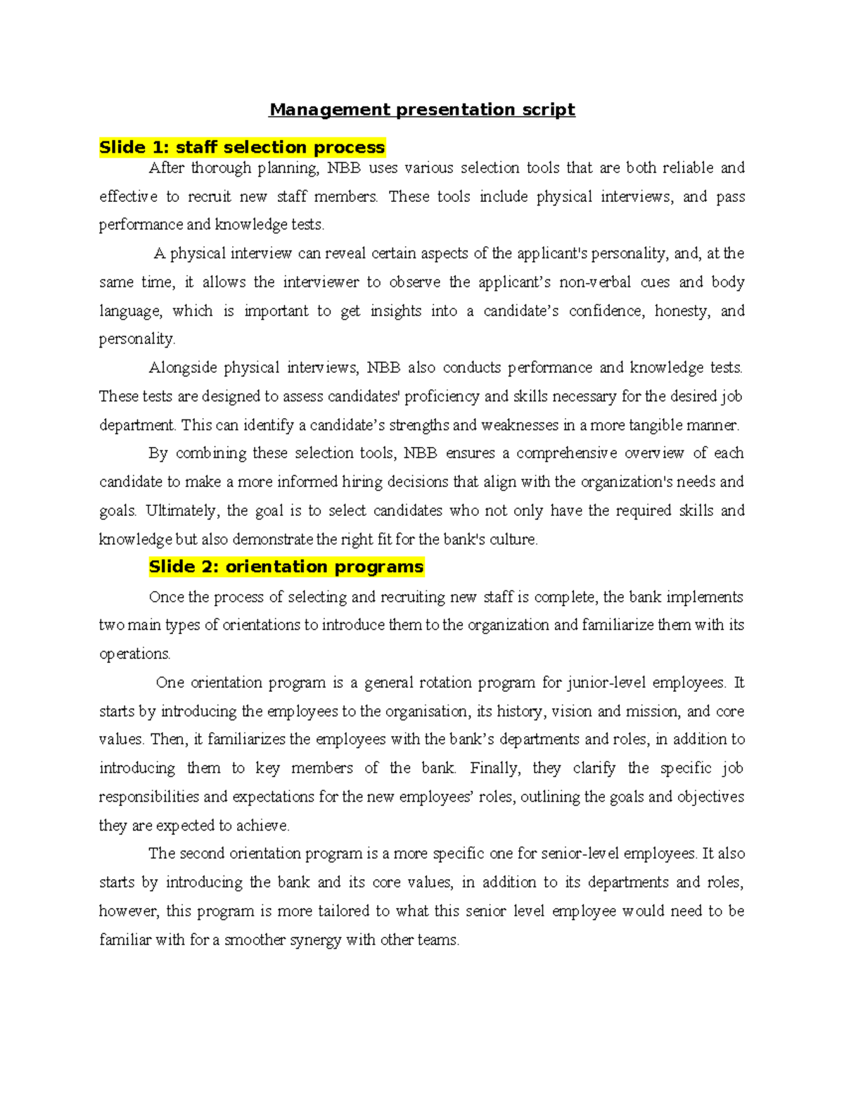 Management presentation script - These tools include physical ...