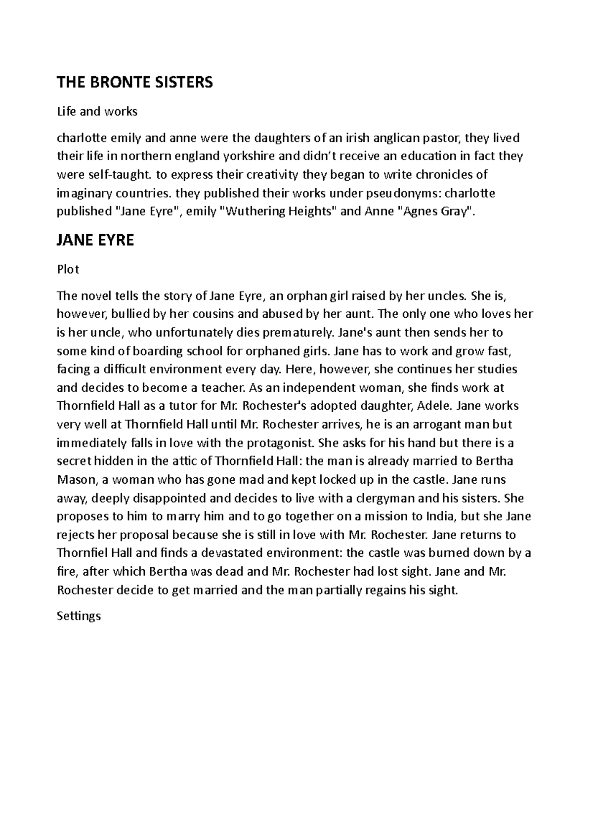 THE Bronte Sisters - THE BRONTE SISTERS Life and works charlotte emily ...