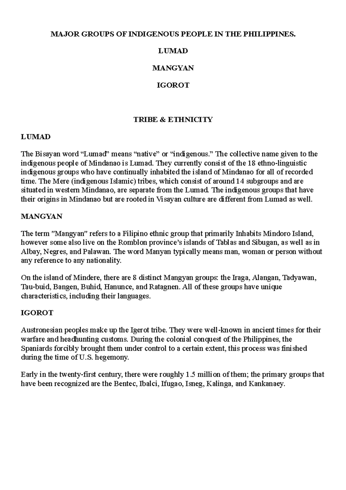 gitler afawwrwa - MAJOR GROUPS OF INDIGENOUS PEOPLE IN THE PHILIPPINES ...