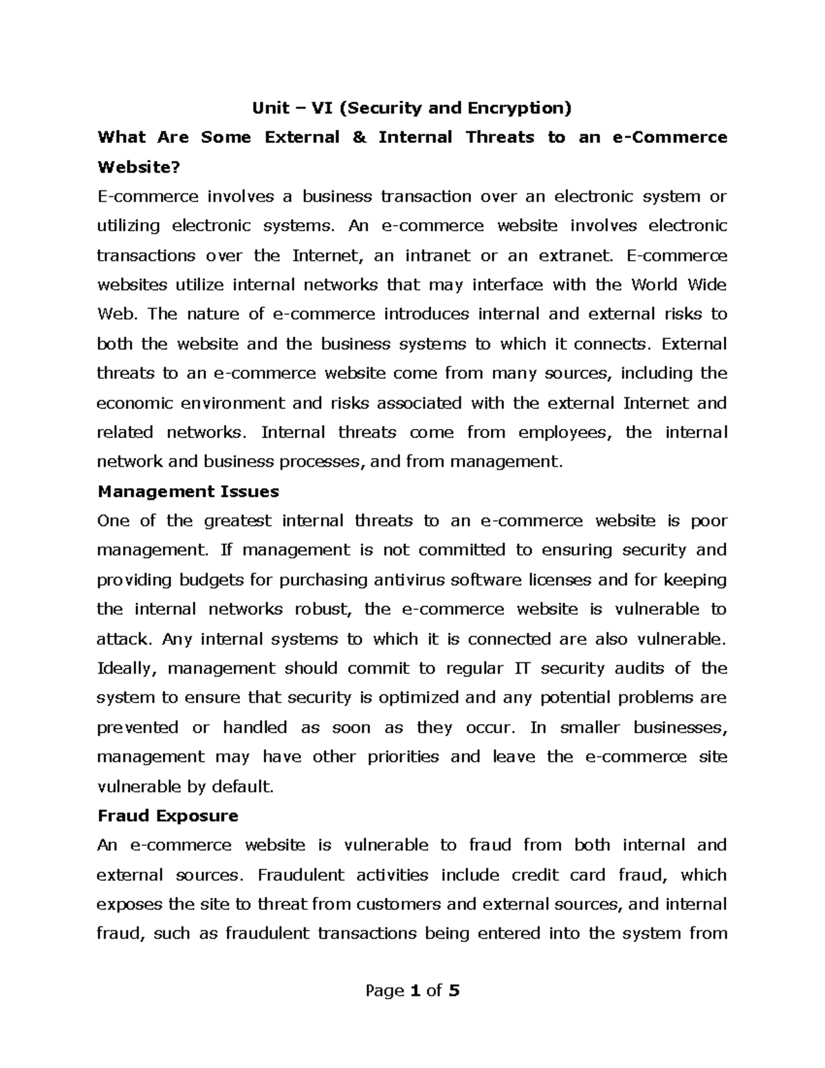 Unit – VI (Security and Encryption) - Unit – VI (Security and ...