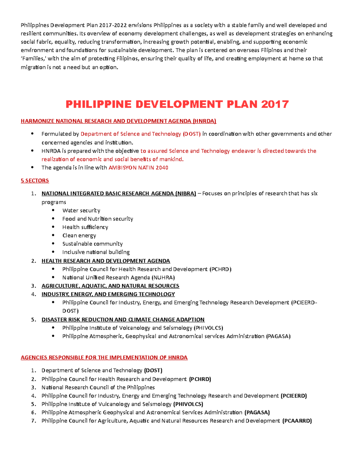 STS - Reviewer 3 - Lecture notes 3 - Philippines Development Plan 2017 ...