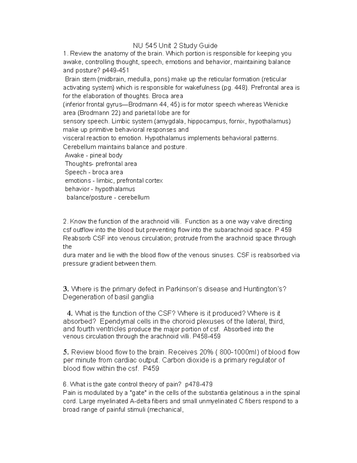 Unit 2 study guide - NU 545 Unit 2 Study Guide 1. Review the anatomy of ...