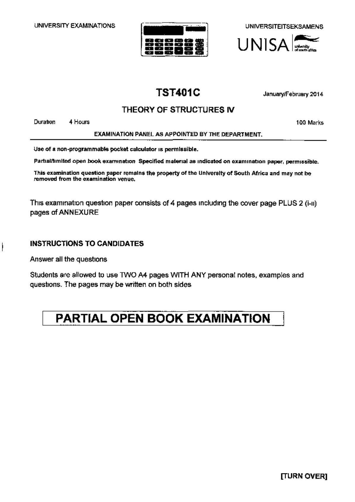 Theory of Structures 2014 Exam - CNTPRA4 - Studocu