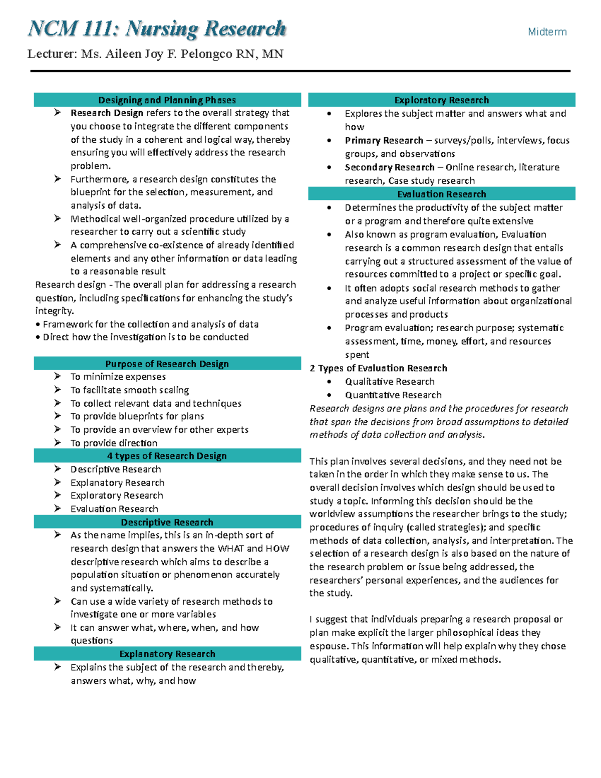 NCM 111 complete - RESEARCH HAND OUTS - NCM 11 1 : Nursing Research ...