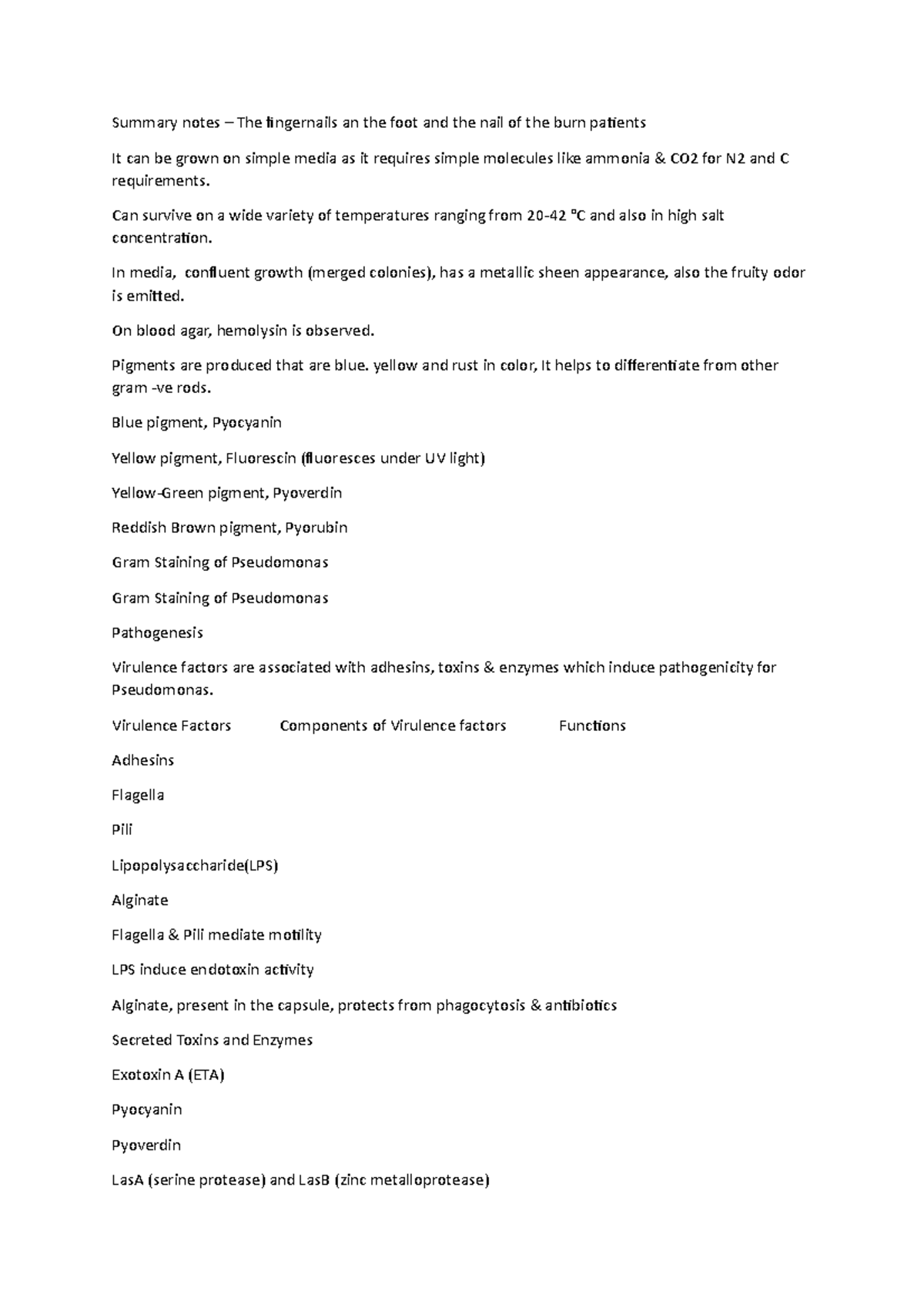 Summary notes – The fingernails an the foot and the nail of the burn ...