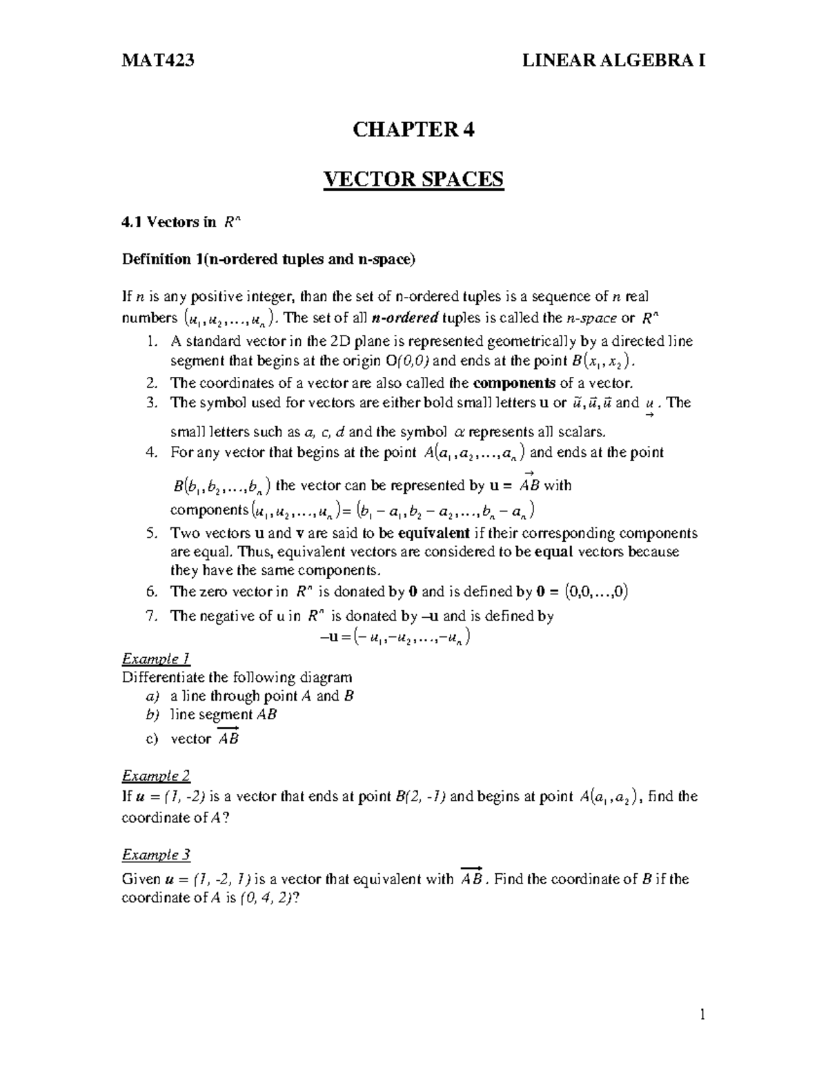 MAT423 Chapter 4 Notes - hope it helps :) - ####### CHAPTER 4 ...