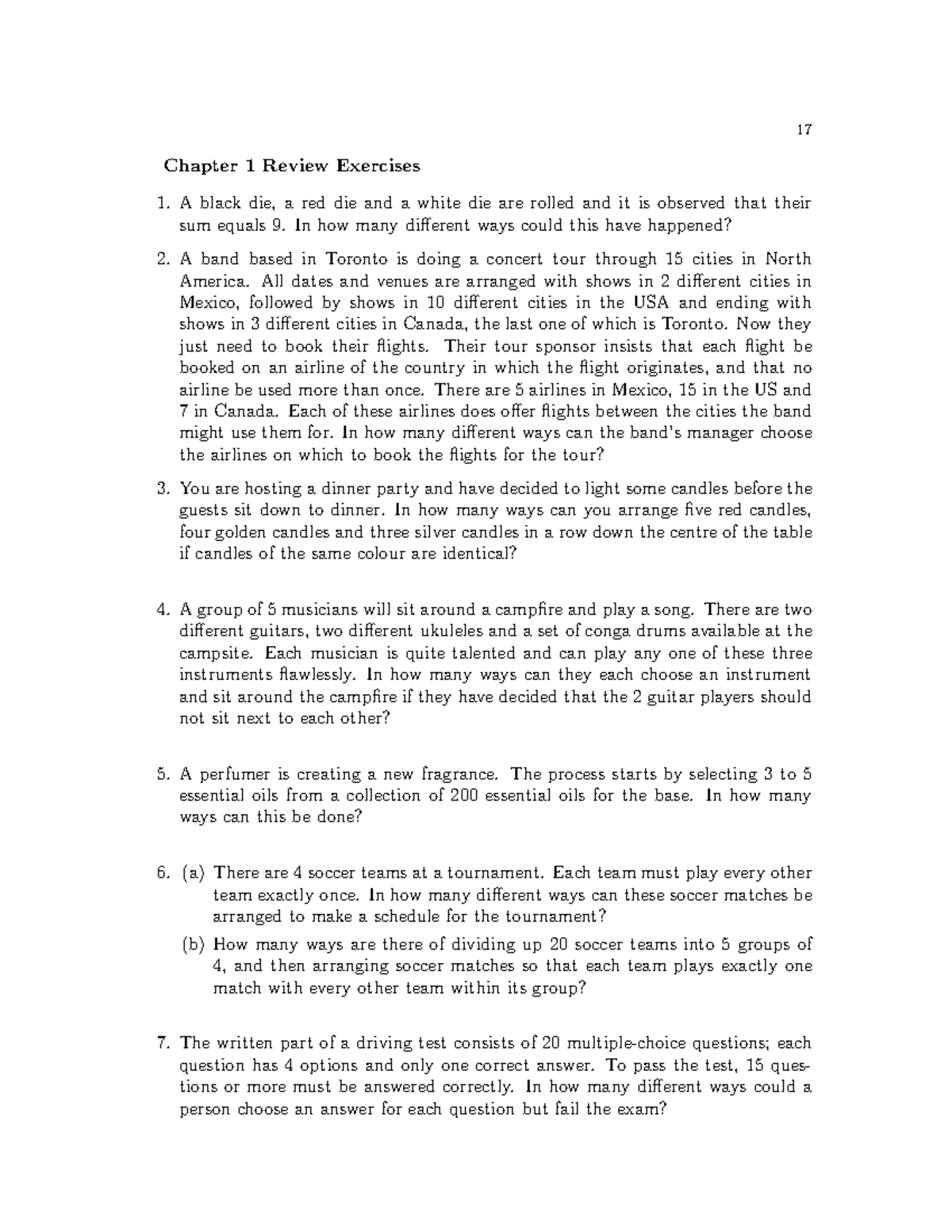 Ch1Rev - Chapter 1 Review Question - 17 Chapter 1 Review Exercises A black die, a red die and a ...