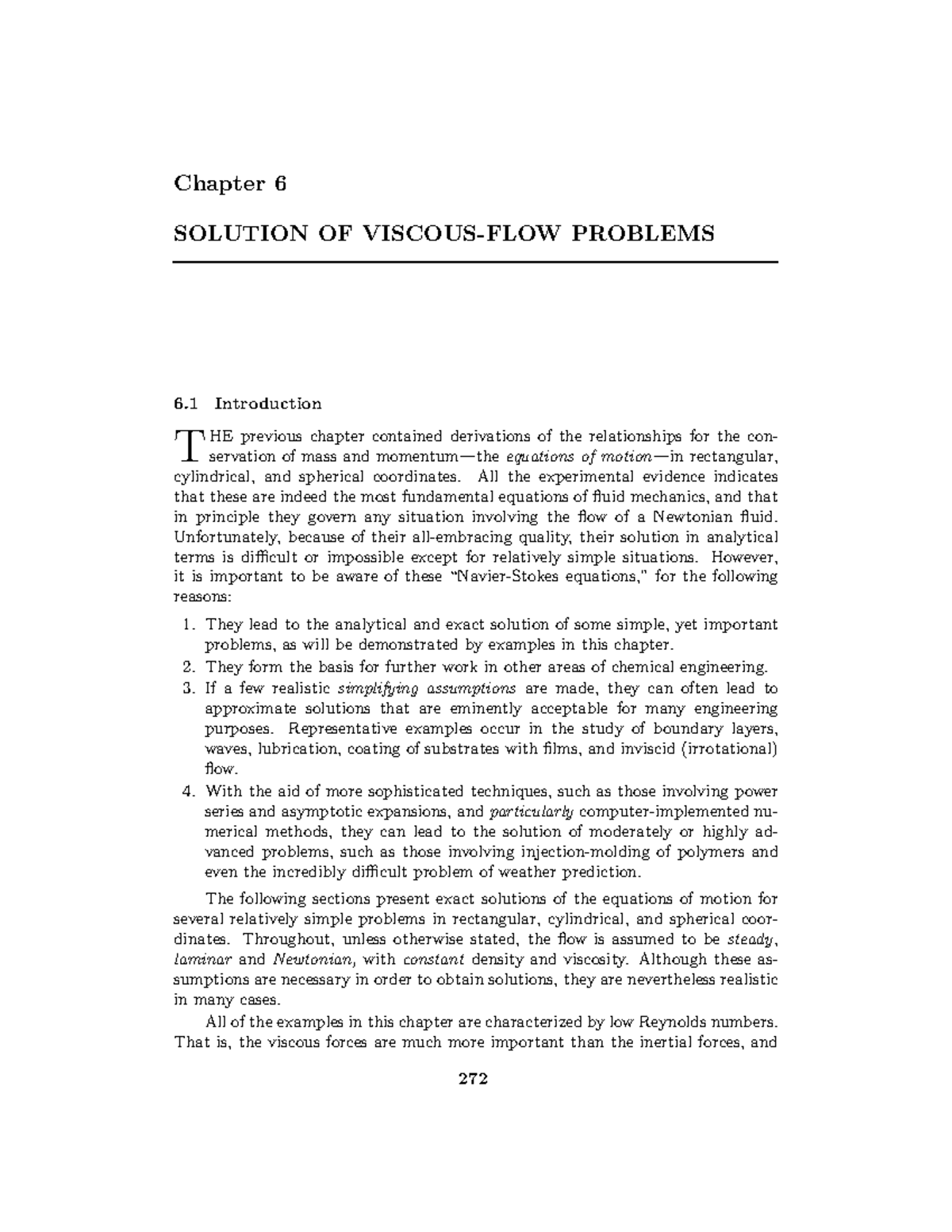 Viscous Flow Problems - Summary and Examples - Chapter 6 SOLUTION OF VISCOUS-FLOW PROBLEMS 6 ...