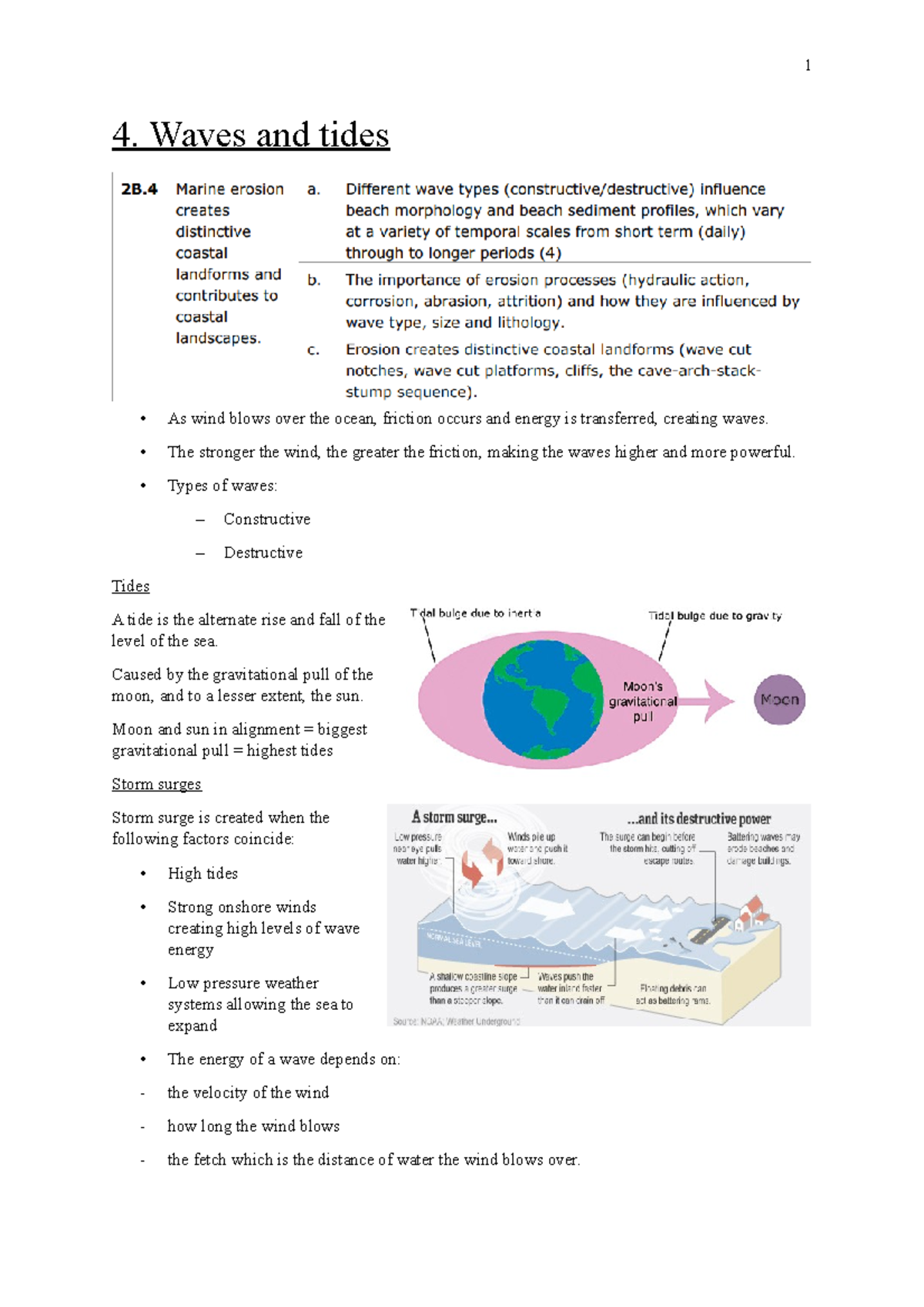 4. Waves and tides - Coasts - 4. Waves and tides As wind blows over the ...