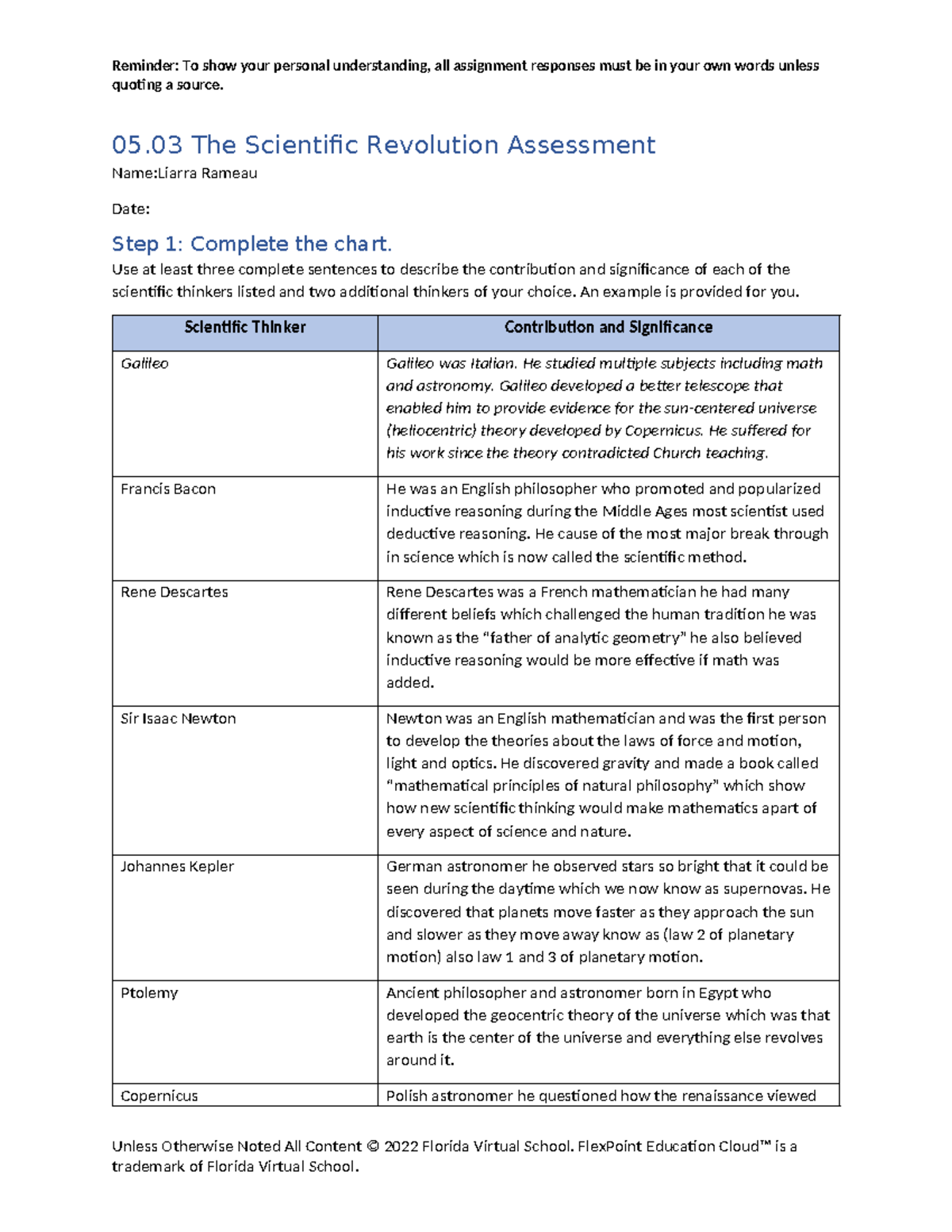 The scientific revolution - Reminder: To show your personal ...