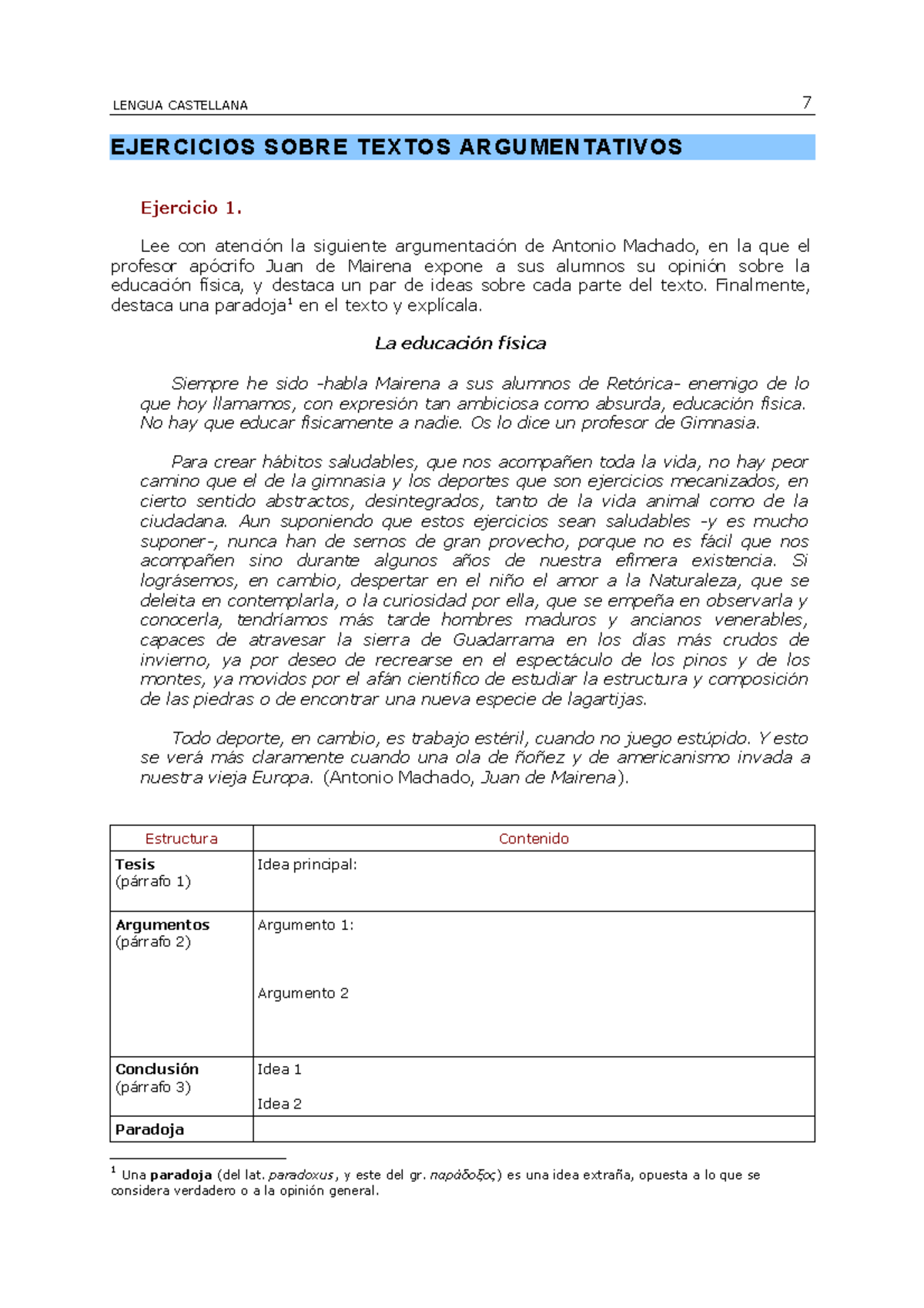 Textos argumentativos ejercicios - LENGUA CASTELLANA LOS TEXTOS ...