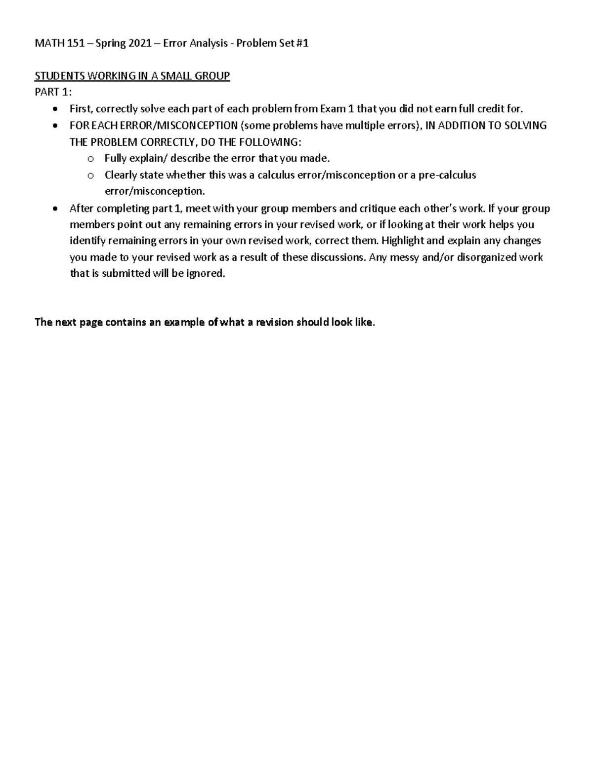 Assingment math 151 - Bryan Neverez - MATH 151 3 Spring 2021 3 Error ...