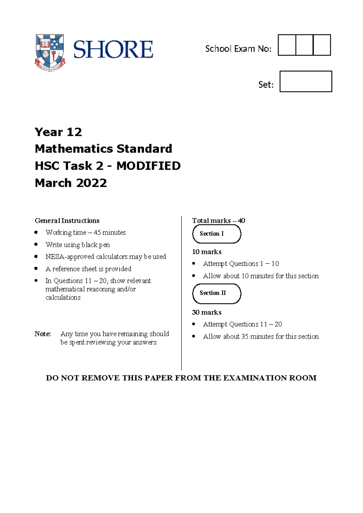 02A. 2022 Year 12 Standard HSC Task 2 Modified - Solutions - Year 12 ...