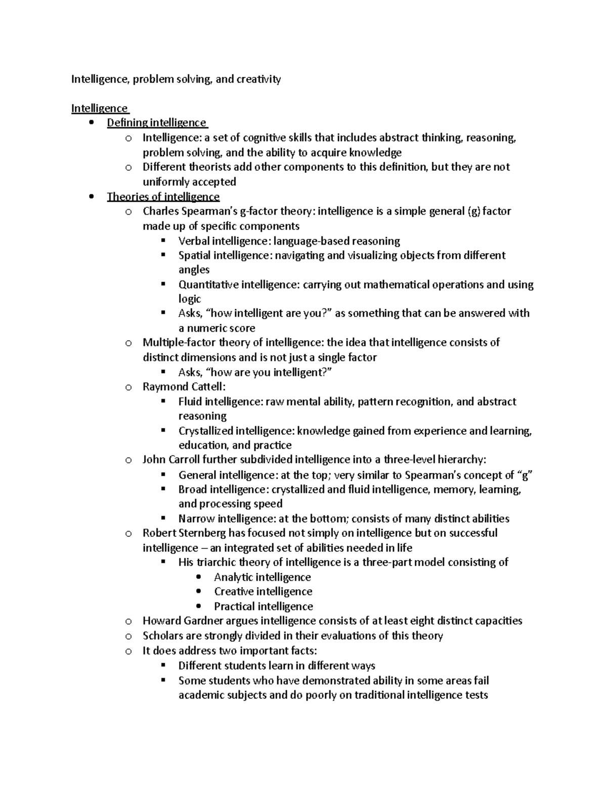 Ch 10 Intelligence, problem solving, and creativity - Intelligence ...