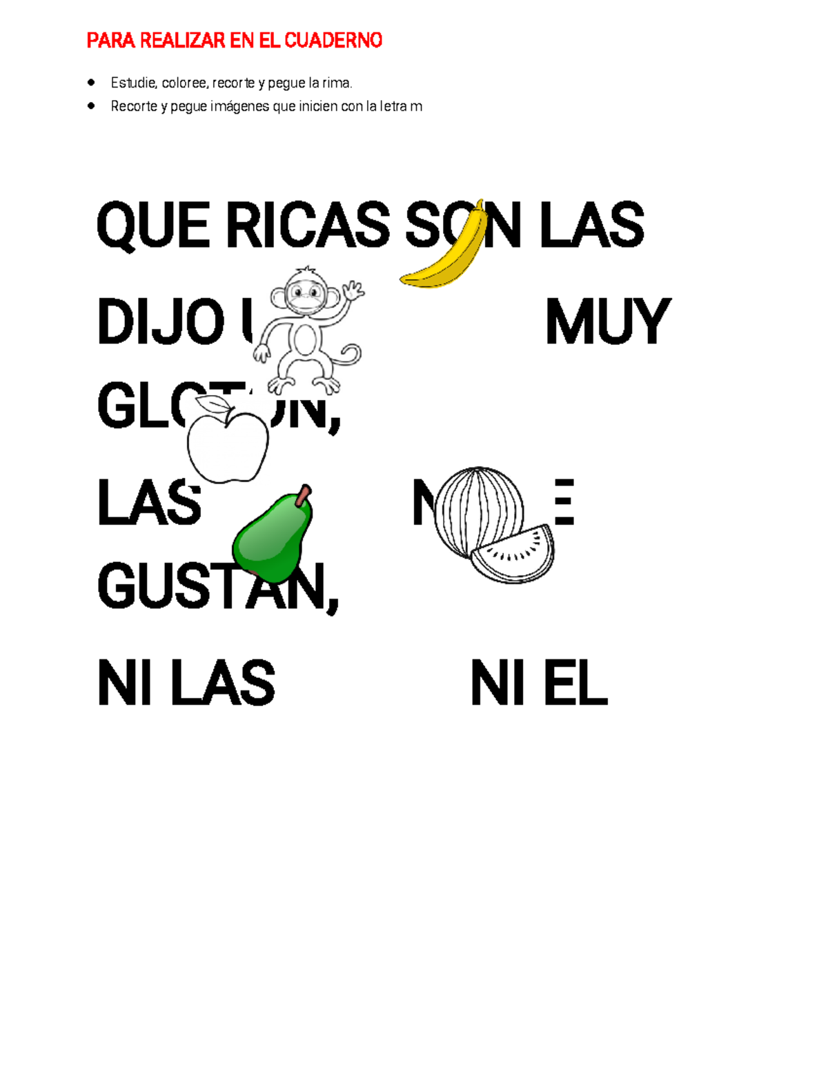 Rima del mono - Rimas - Lengua y literatura - PARAREALIZARENELCUADERNO ...