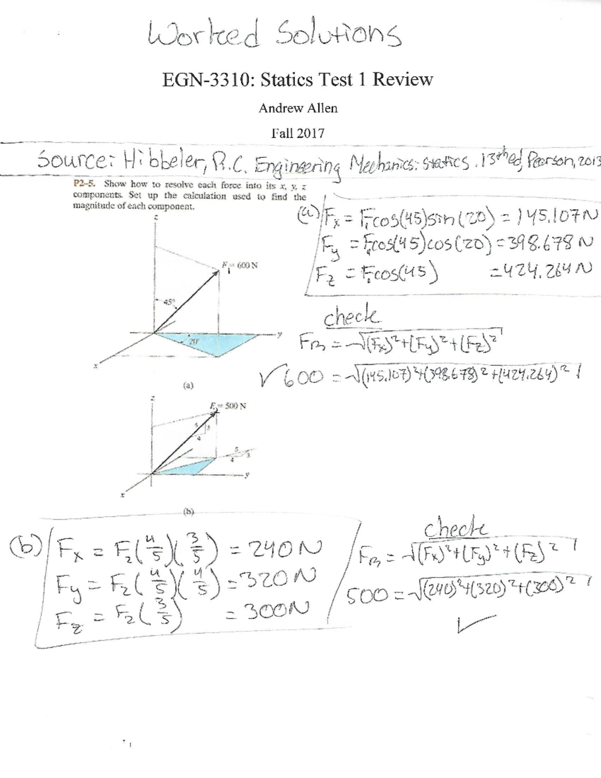SARC Statics Test 1 Review Worked Solutions Andrew Fall 2017 - 1430 ... SARC Statics Test 1 Review Worked Solutions Andrew Fall 2017 - 1430 ...