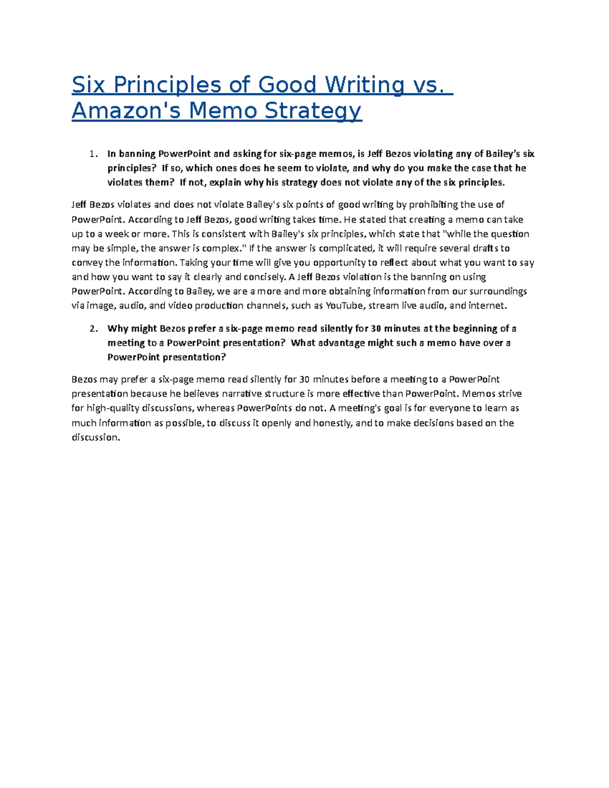 Six Principles of Good Writing vs. Amazon's Memo Strategy - Six ...