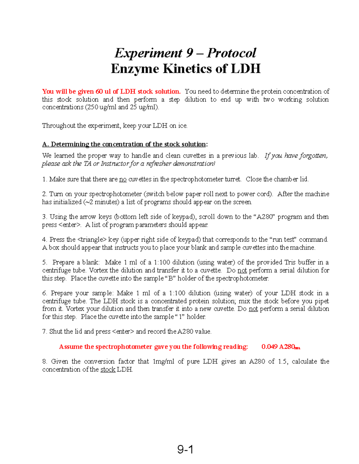 Experiment 9 Protocol - BIOL 3380 - UT Dallas - Studocu