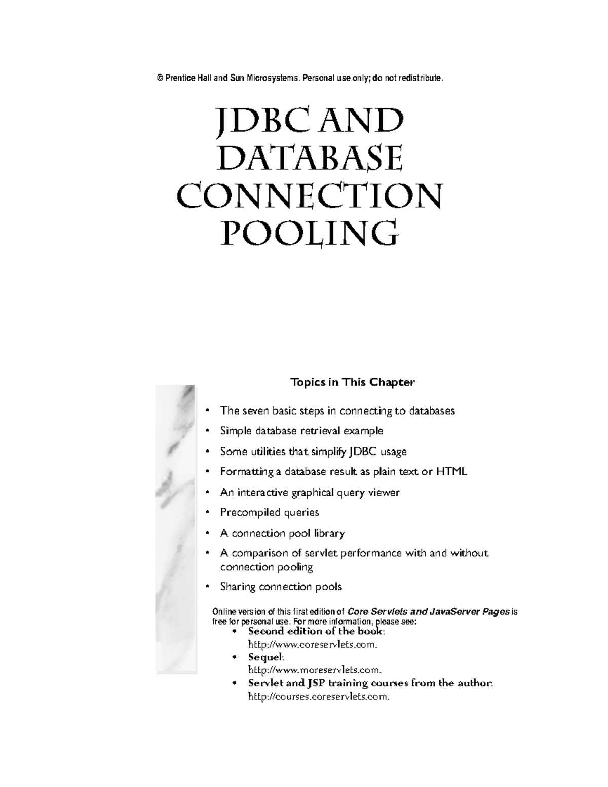 Java Data Base Connectivity Introduction Chapter Online Version Of This First Edition