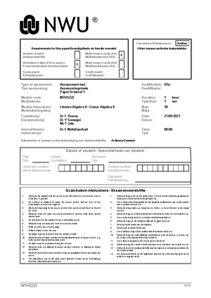 2016 Groot Toets 3 Memorandum - MTHS212 - Studocu