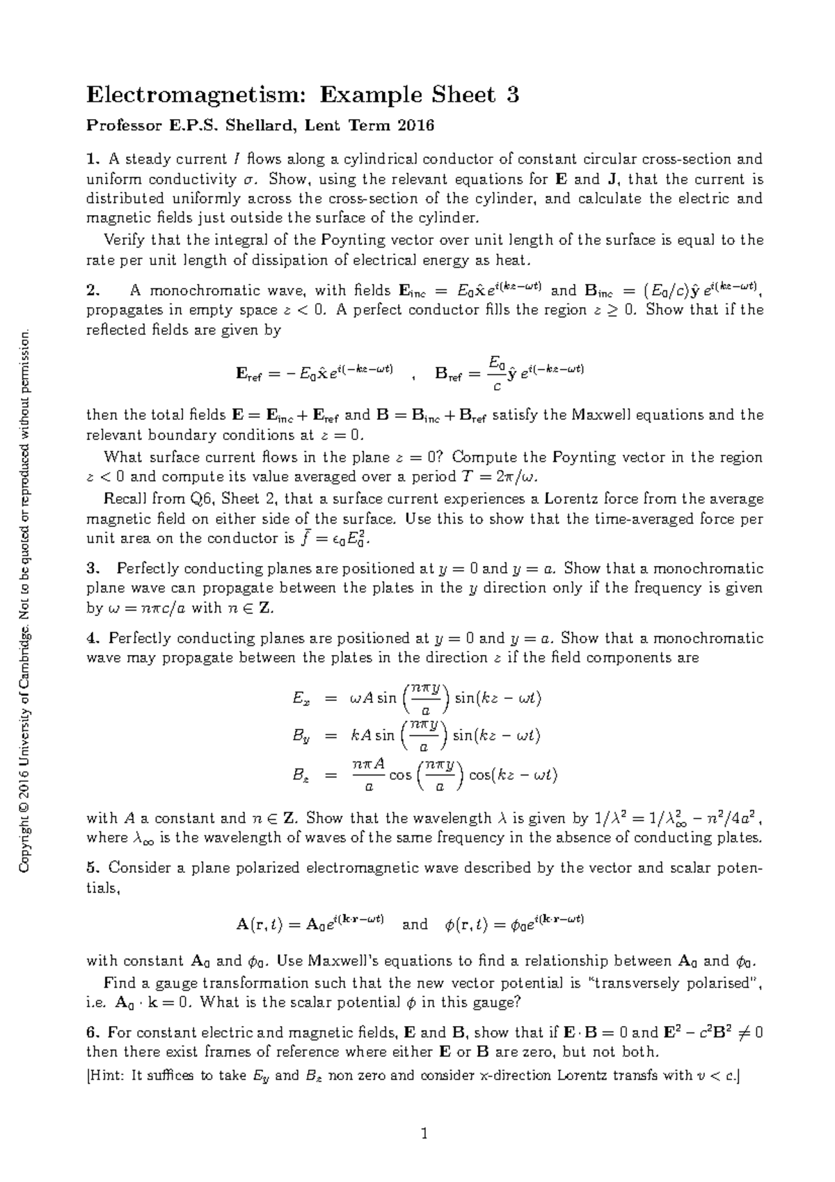 Lecture notes, lecture 2 - Example sheet - Copyright © 2016 University ...